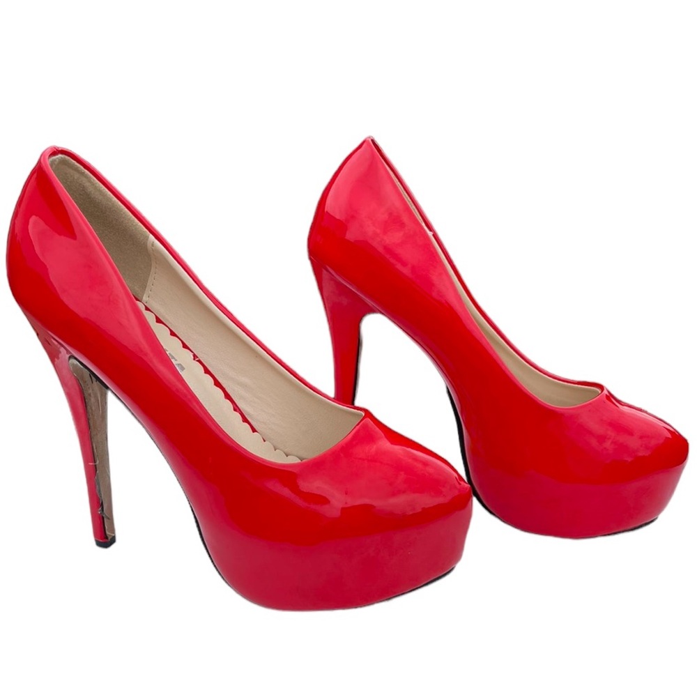 Red Patent Platform Pumps - Gem